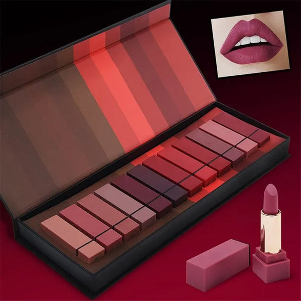 12 Color Square Tube Lipstick Set - Vibrant and Long-Lasting Lip Colors ...